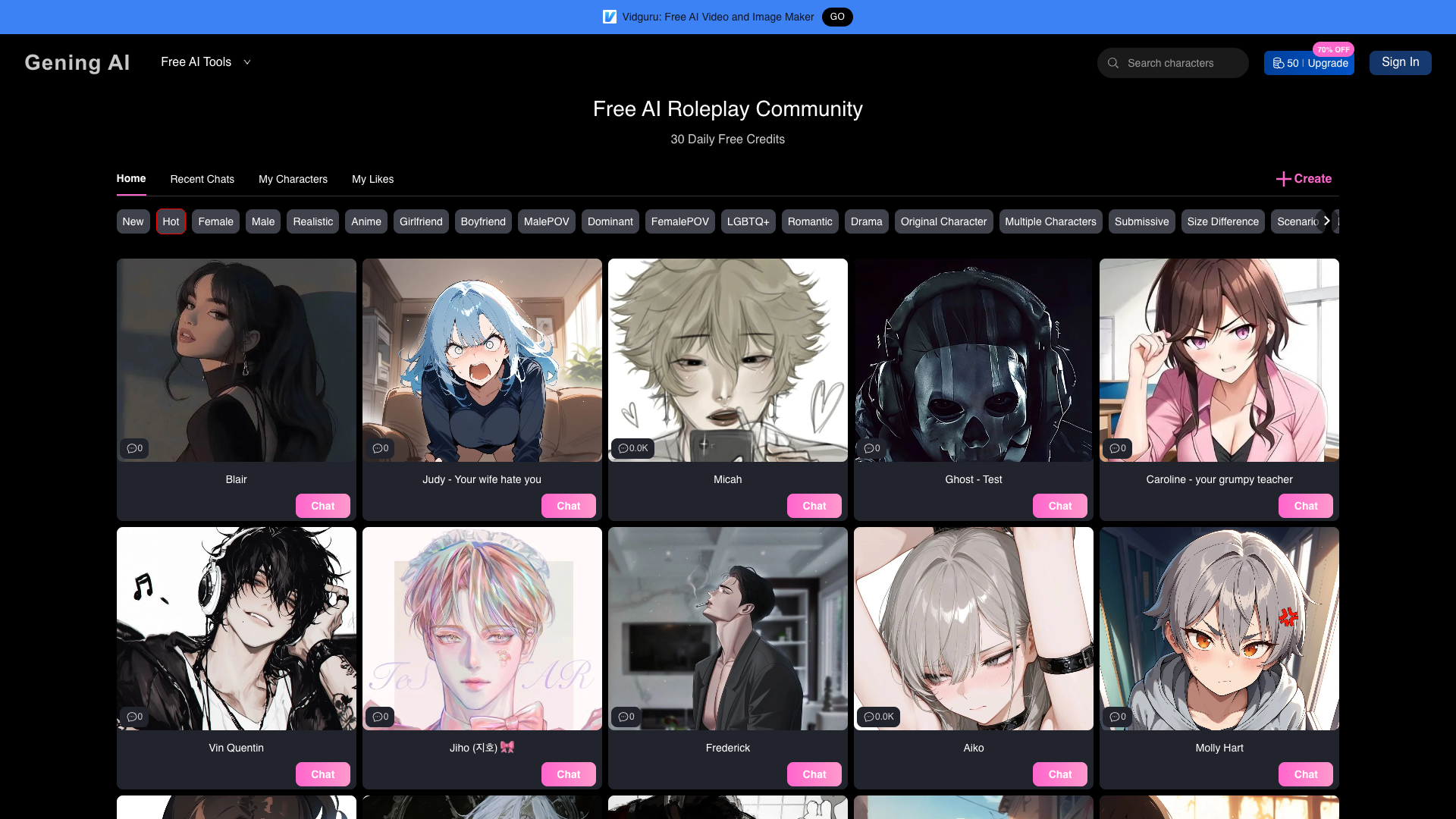 Gening AI - Roleplay chat with AI characters